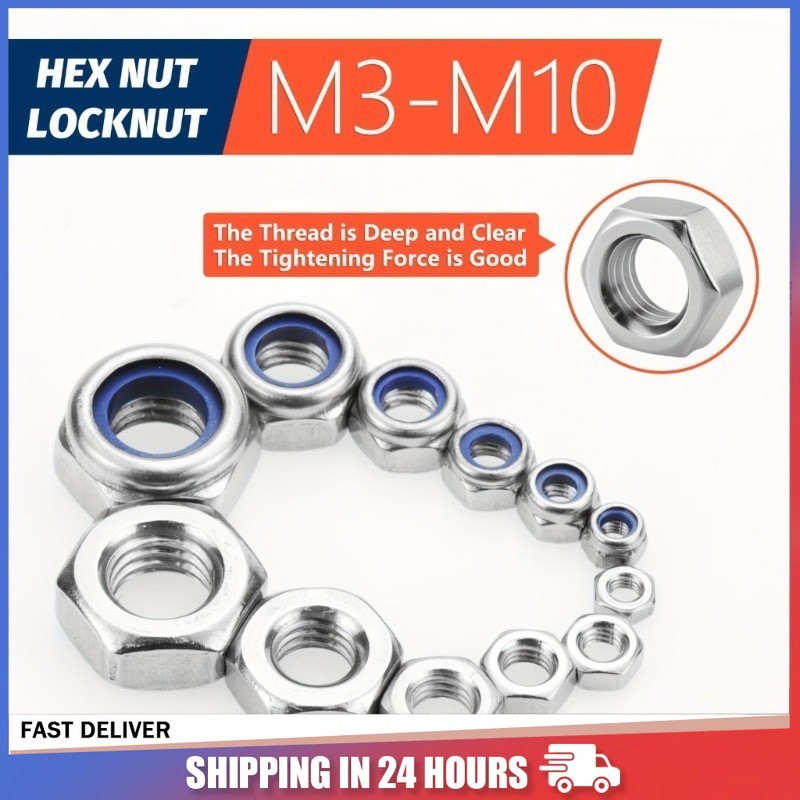 [Fast Shipping] Nylon Lock Nut Assortment Kit M3 M4 M5 M6 M8 M10 M12 ...