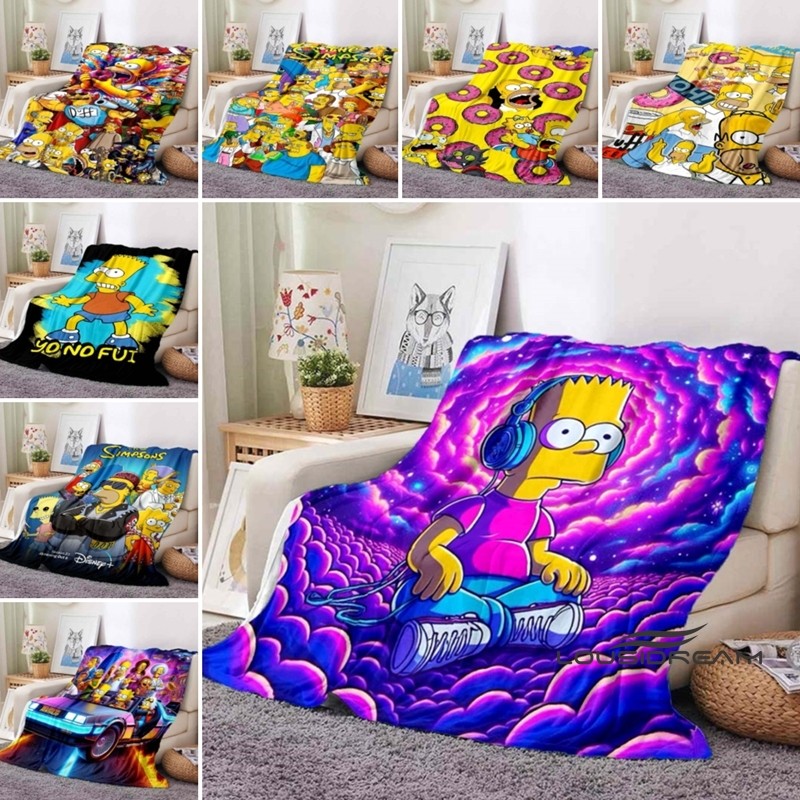 The Simpsons cartoon animation children's cute printed blanket family ...