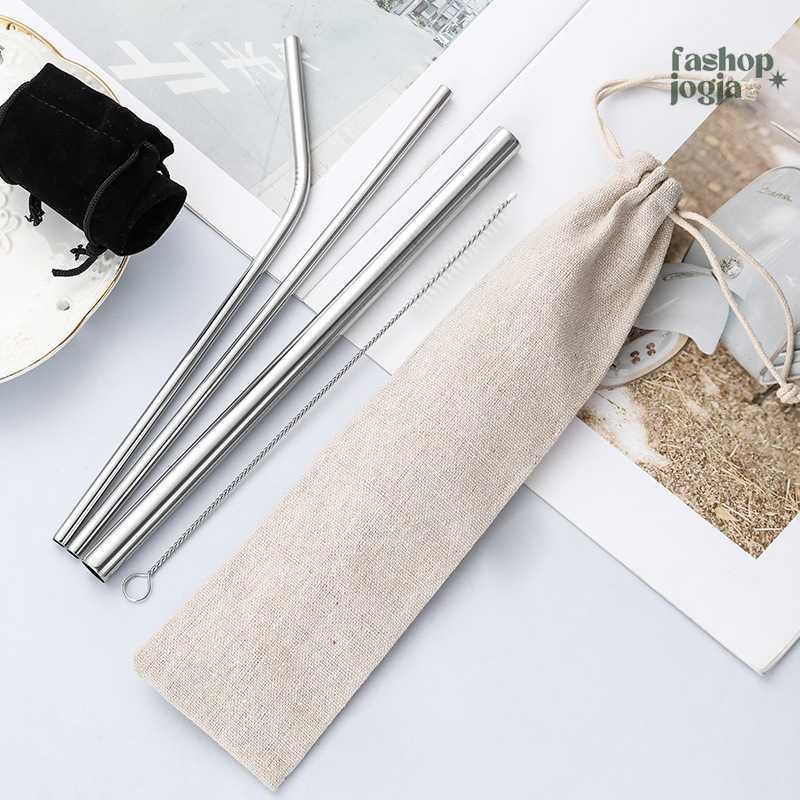 Set of 3 PCS Reusable Stainless Steel Iron Straws and Cleaning Brush ...