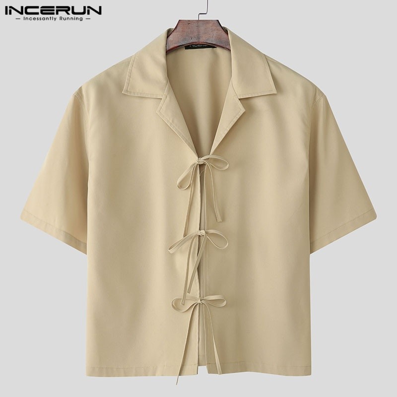 INCERUN men's lace up casual style shirt | Shopee Philippines