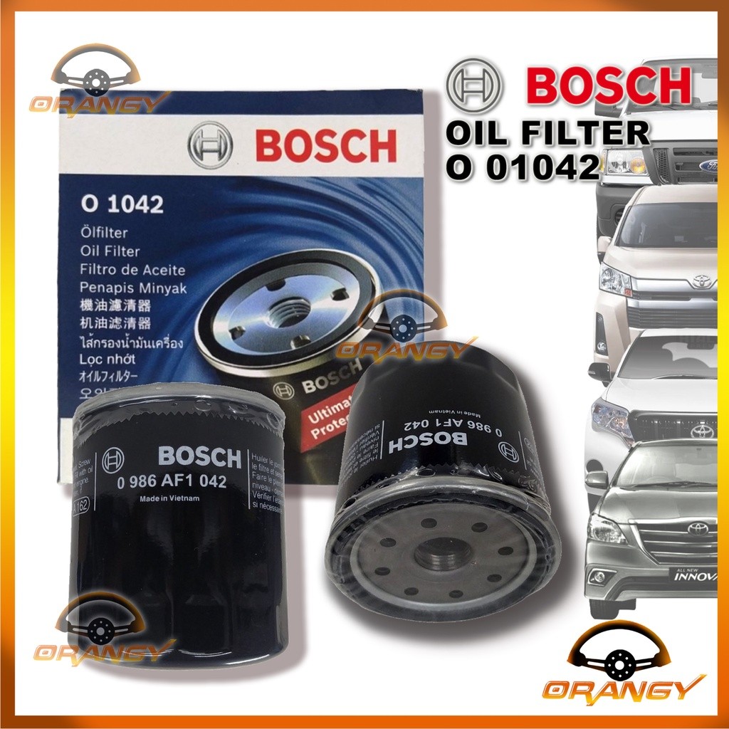 BOSCH Oil Filter O 1042 for Toyota Innova, Fortuner, Hilux, Hiace, Grandia, Rav4 (C-111 ...