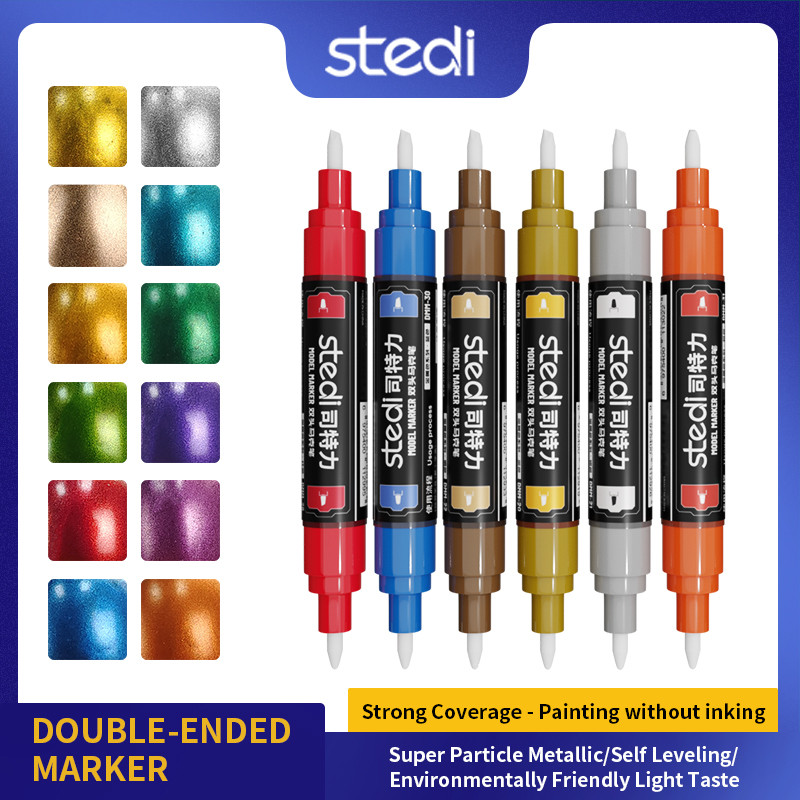 Stedi Double-Headed Metallic Marker Model Coloring Tool Self-Leveling ...