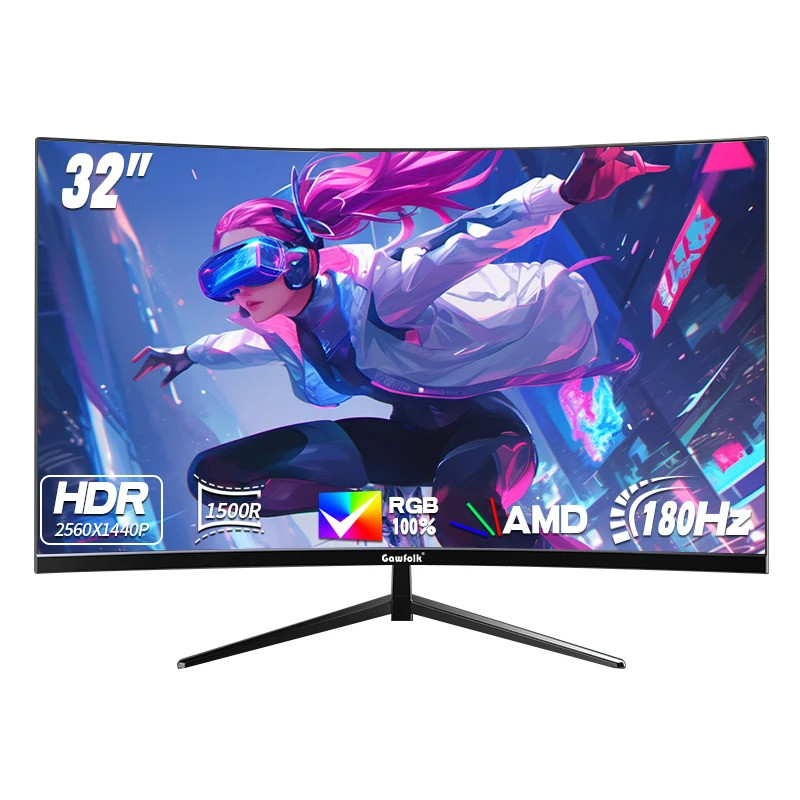 Gawfolk Curved Monitor 32 Zoll 180Hz, 1500R Gaming PC Bildschirm QHD ...