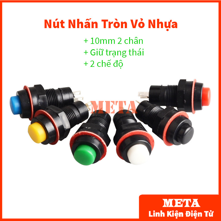 10mm 2-pin Plastic Case Round Push Button Switch - Status Hold Push ...