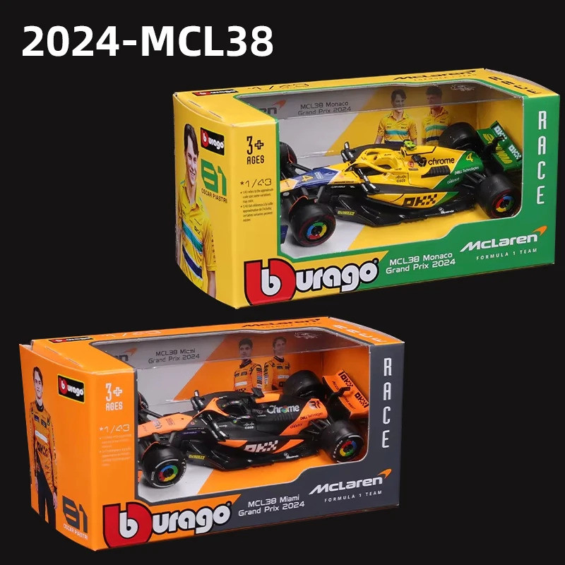 Bburago 1:43 MCL38 F1 Mclaren 2024 Miami Grand Prix Alloy Car Miniature ...