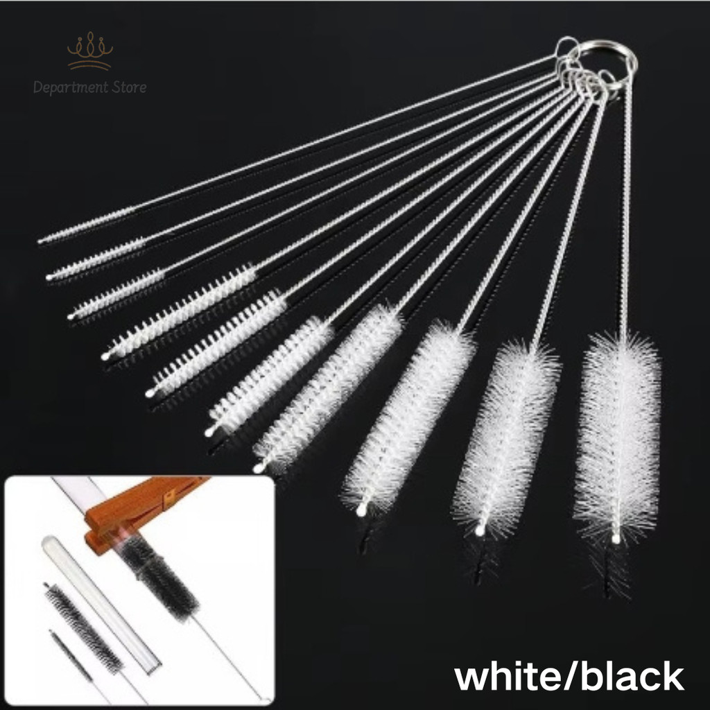 Set Stainless Soft Hair Suction Glass Tube Cleaner Brushes Nylon Bottle ...