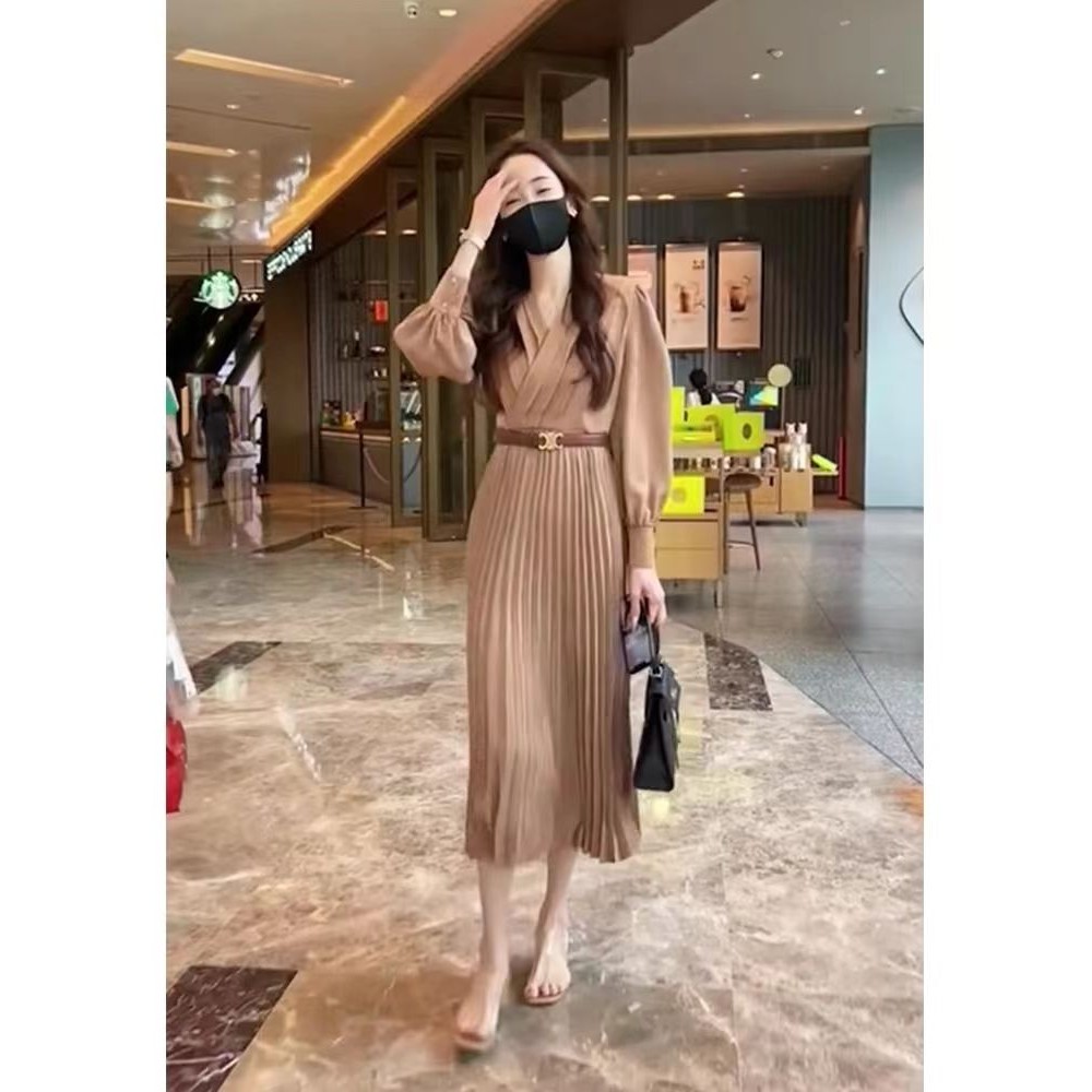 Mocha Mousse Dress Gown Pantone Color of Year 2025 Khaki Brown Elegant ...