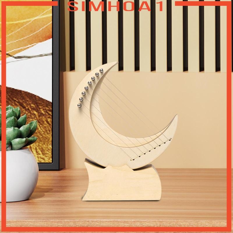 [Simhoa1] Lyre Harps 8 String Moon Lyre Instrument with Wood Stand ...