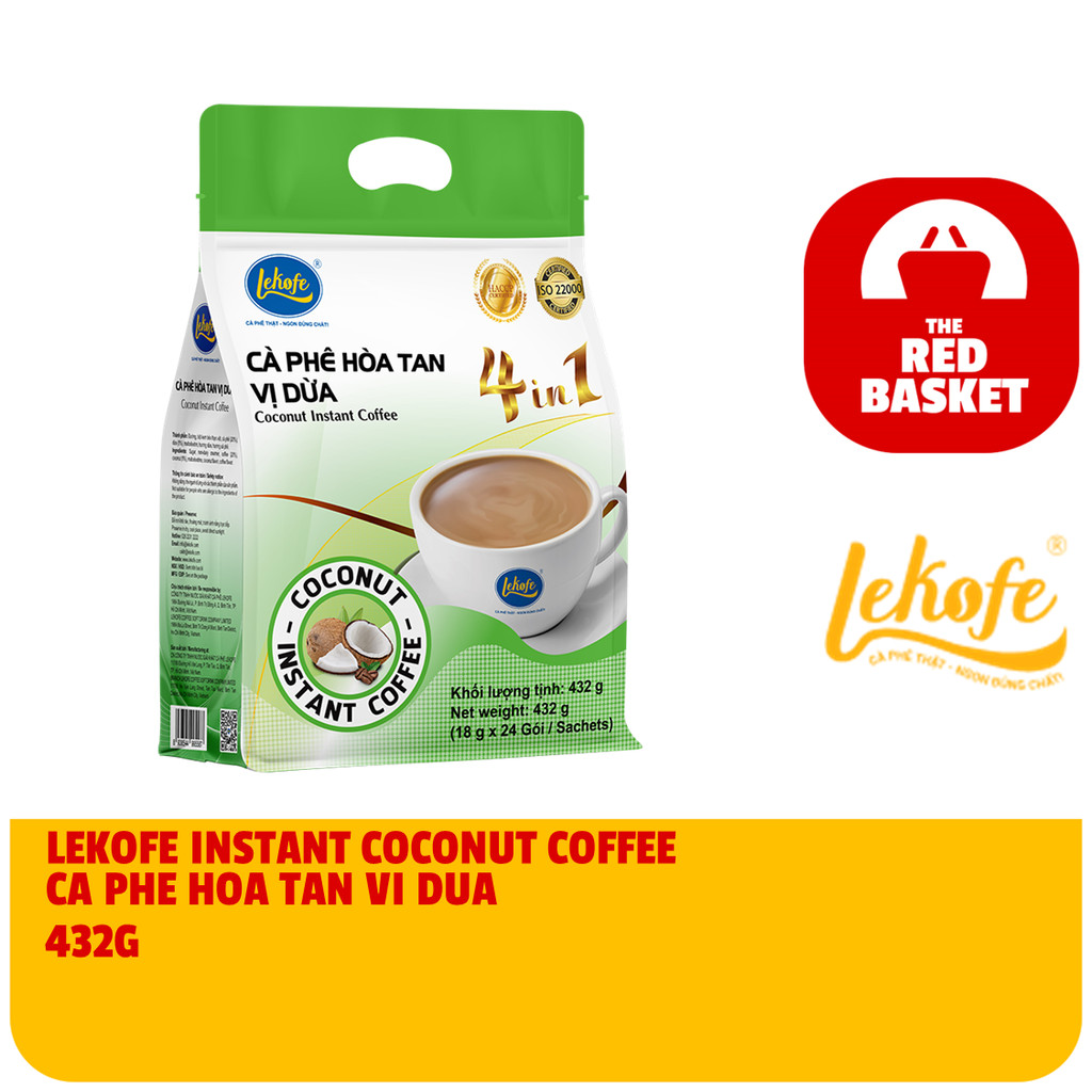 LEKOFE INSTANT COCONUT COFFEE 4-IN-1 CA PHE HOA TAN VI DUA 432G ...
