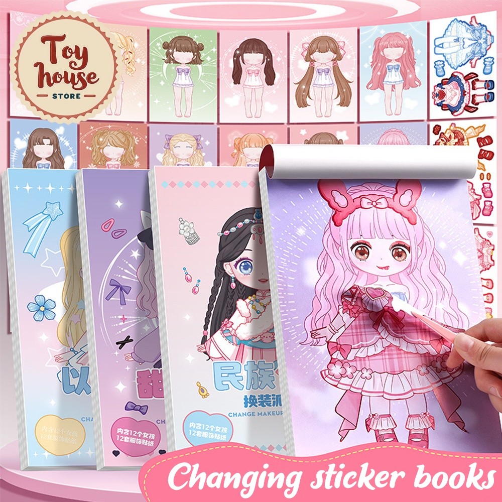 TH Stickers Book Paper Doll Sticker Book Dress Up Whole Body Dress Up ...