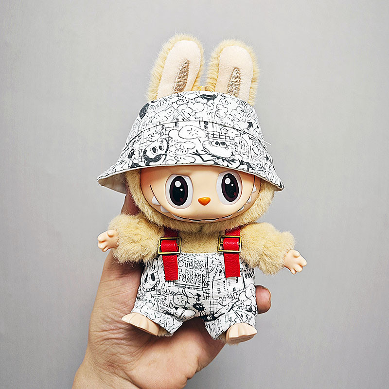 LABUBU clothes, graffiti bib pants + hat, 15cm&17cm baby clothes for ...