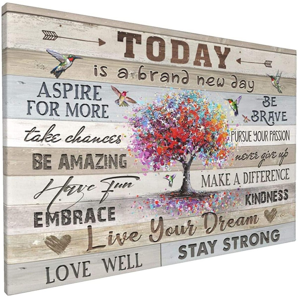 Inspirational Motivation Canvas Wall Art Today Is a New Day ...