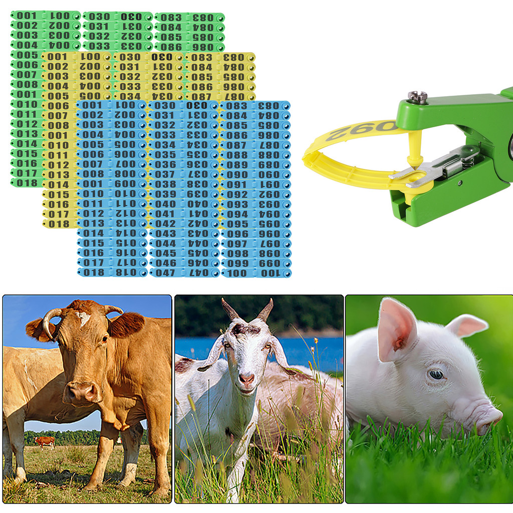 Pig Cattle Sheep Anti-shedding Ear Tag with Number 001~100 Livestock ...