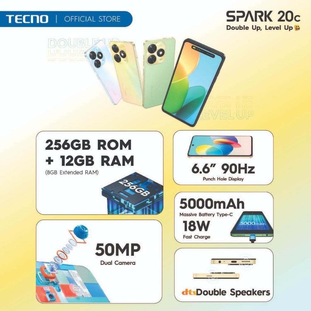 Phone SPARK 20c Smartphone 6GB+128GB / 8GB+256GB Unisoc T612 6.7” HD+ ...