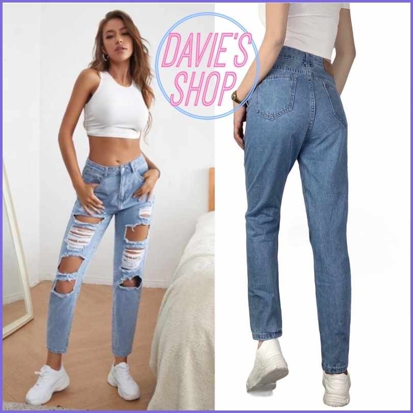 Distressed~bP/MomOX*Jeans_o:Light%B;Blue&High%uY:Waist%Es:Tattered%vM ...