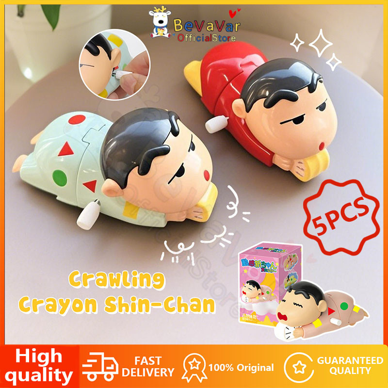 5PCS Crayon Shin-Chan Moving Toys Dynamic Life Don't Want To Get Up ...