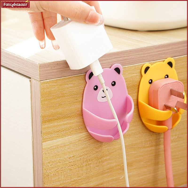 FB】Practical Bear Plug Hook Non-trace Adhesive Power Plug Hook Multi ...