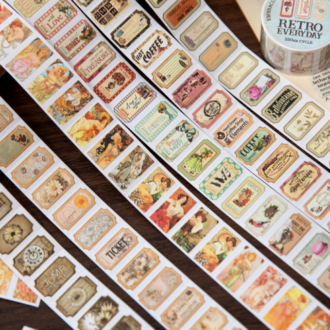 Cdaily|Retro Daily mini Note Tape Retro ins Label Sticker Handbook diy ...