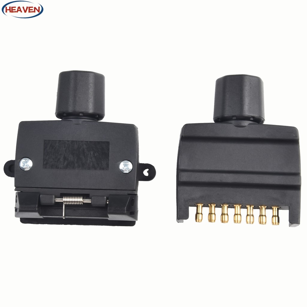 [Heaven]7 Pin Flat Trailer Male& Female Socket Set Caravan Boat Adaptor ...