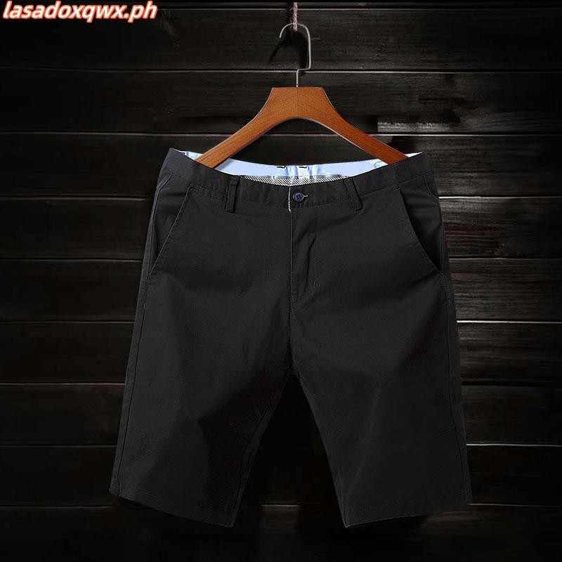 Casual Khaki Shorts for Men Chinos Shorts Thighs Zip Placket Korean Basic Capris Summer Over ...