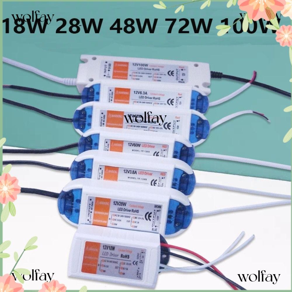 WOLFAY LED Lighting Transformers Adapter, 100V 240V To 12V 18W28W48W72W100W Driver Power Supply ...