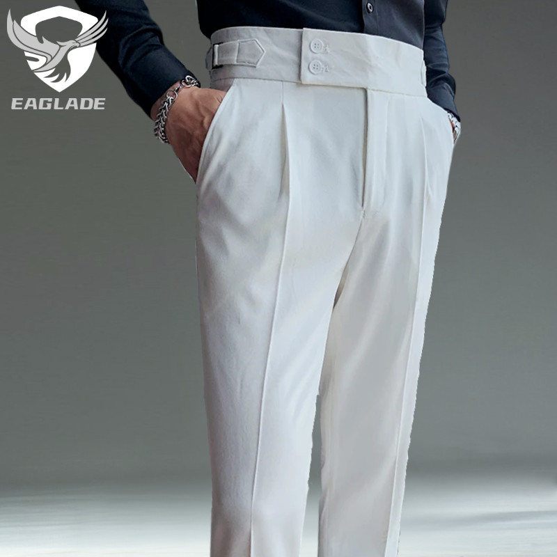 EAGLADE Slacks Casual Korean Golf Formal Pants for Men F01 in White D04 ...