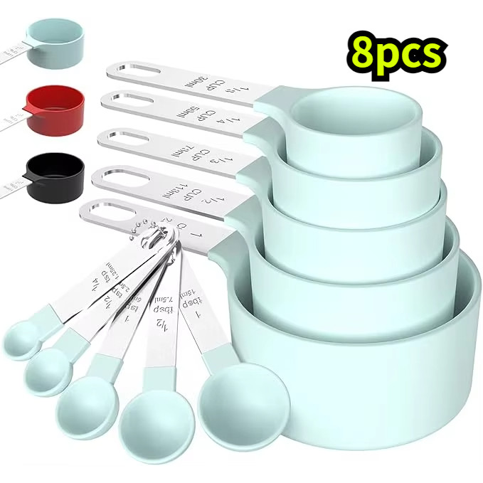 8pcs Measuring Cups and Measuring Spoons Stainless Steel for Baking ...