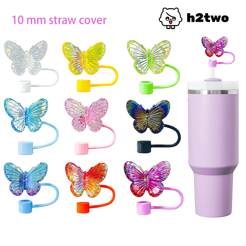 【Hot Sale】10mm Straw Cover Butterfly Straw Topper Resuable Silicone ...