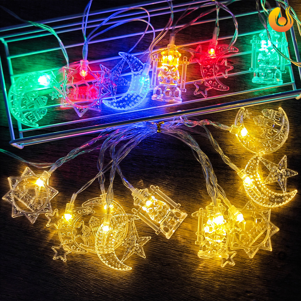 2M Eid Al Fitr LED Decorative Light String - Romantic Moon Star Castle ...