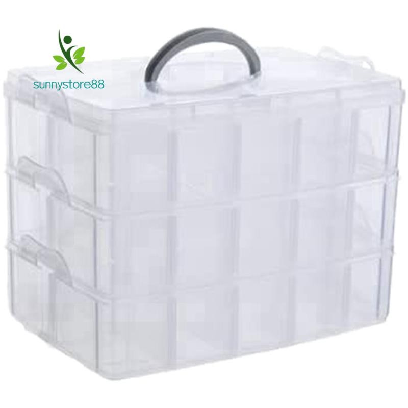 Stackable 3-Tier Clear Plastic Organizer Multi Layer Storage Box with ...