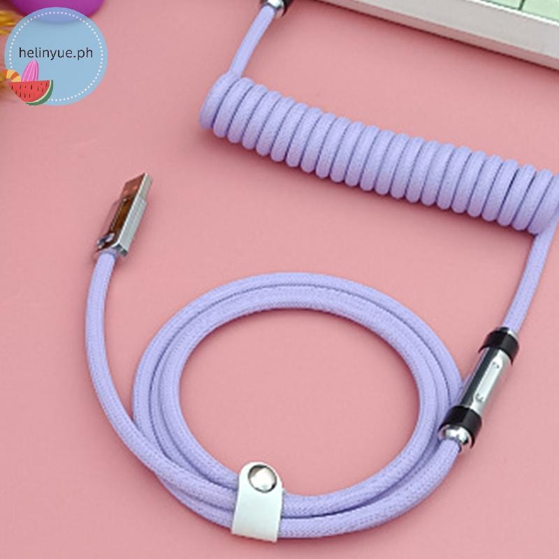 helinyue 1.8M Type C Mechanical Keyboard Coiled Cable USB Keyboard Wire ...