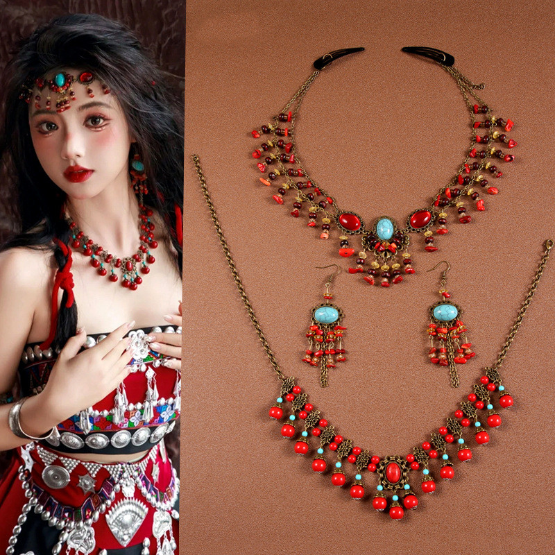 Vintage Forehead Chain Hair Accessory Tassel Earrings and Forehead ...
