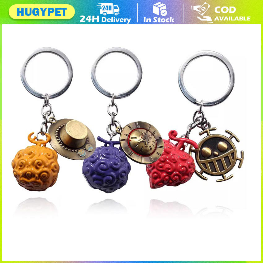 One Piece Metal Keychain Anime Luffy Ace Law Devil Fruit Keyring ...
