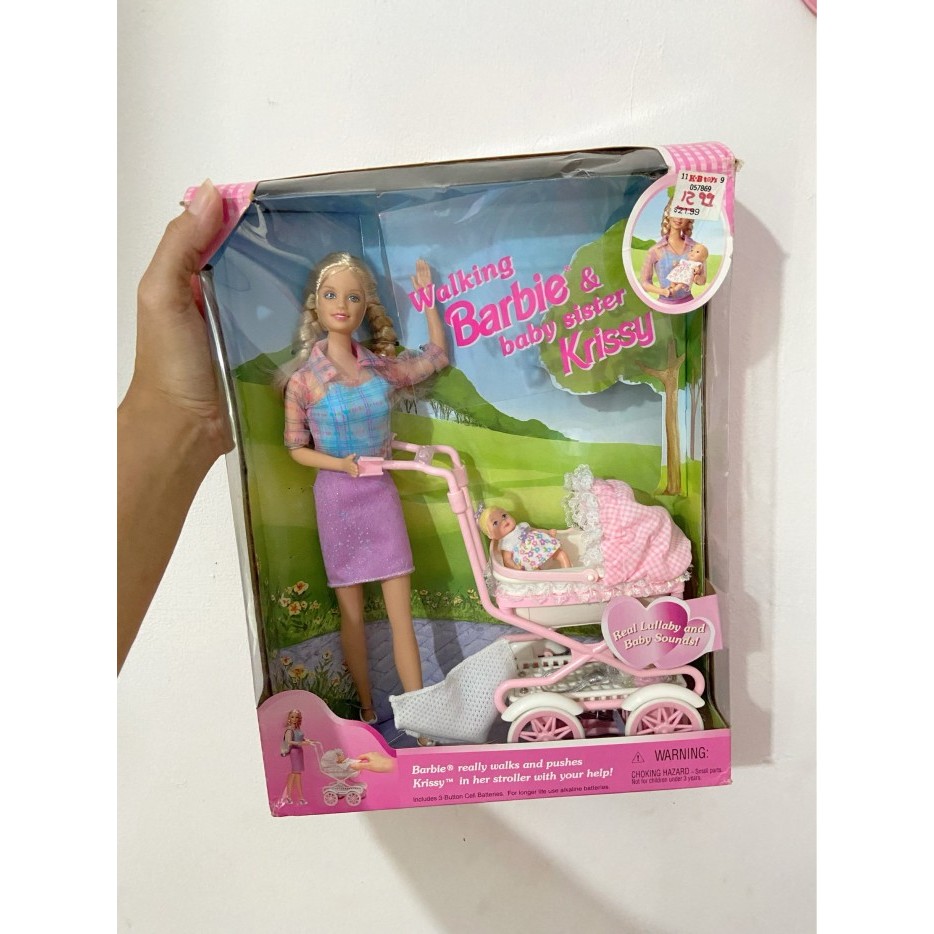 Walking Barbie & baby sister krissy with stroller | Shopee Philippines