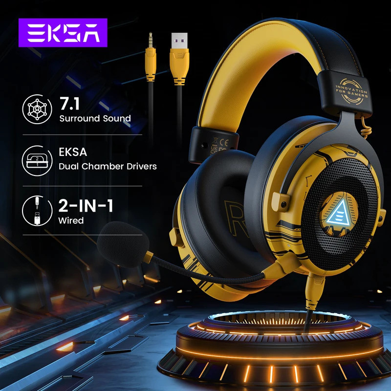 EKSA E900 Pro Upgraded Gaming Headset Gamer 7.1 Surround Wired Headphones with Noise Cancelling ...