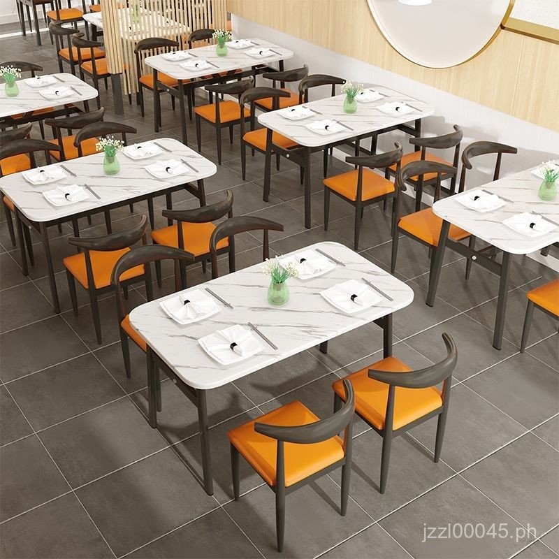 Small Restaurant Dining Table and Chair Set Fast Food Restaurant BBQ ...