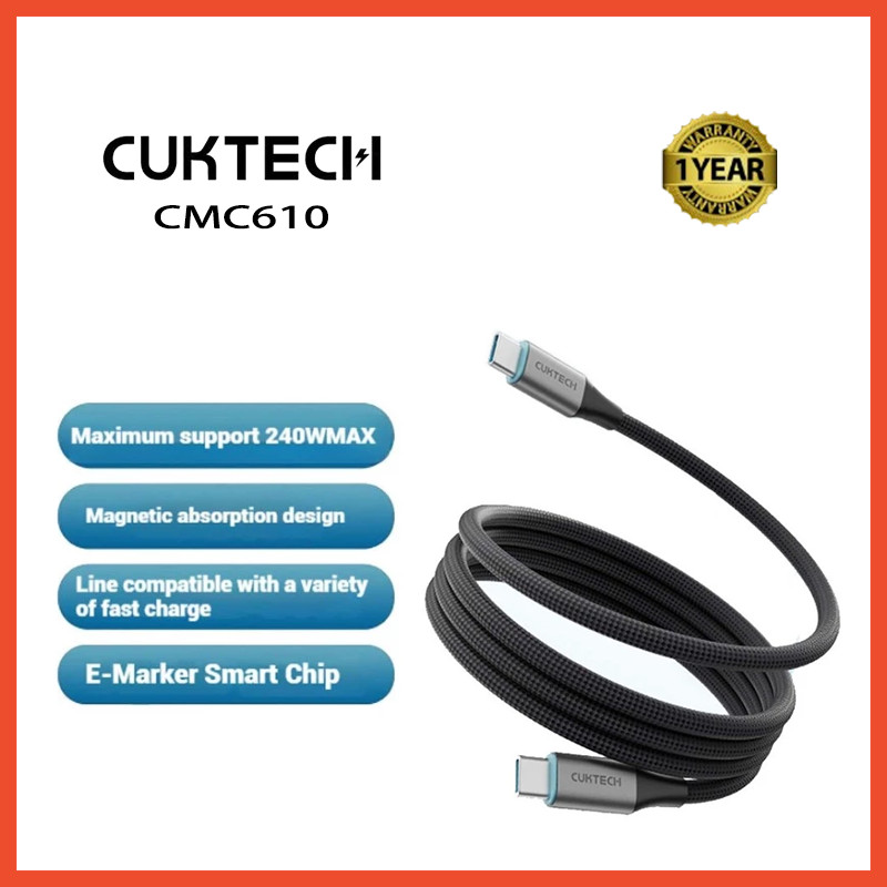 CUKTECH CMC610 C-C Magnetic Braided Data cable Dual Type-c Fast charging cable | Shopee Philippines
