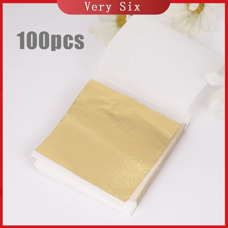 100Pcs 8.5*8CM Gold Foil Leaf Sheet for Art Crafts Design Gilding Gold ...