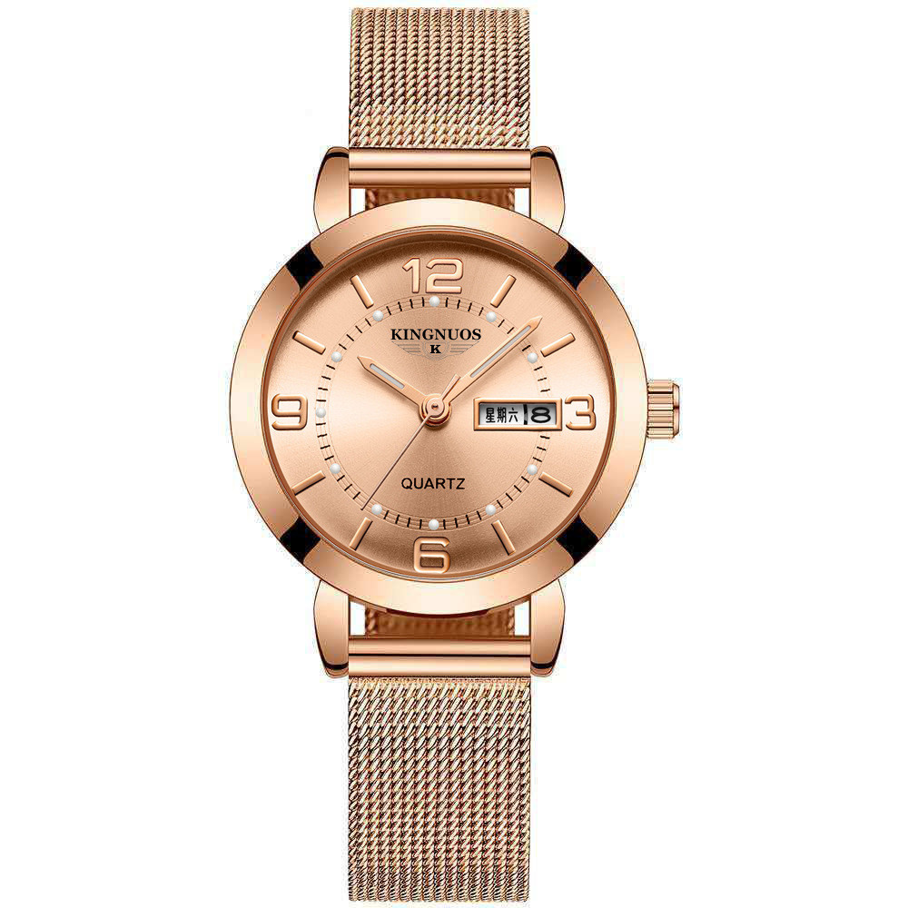 Quartz Non-Mechanical Ladies Watch Luminous Waterproof Dual Calendar ...