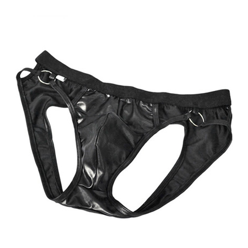 Joylife-Men's Sexy Underwear Artificial Leather Metal Ring Thong Jock ...