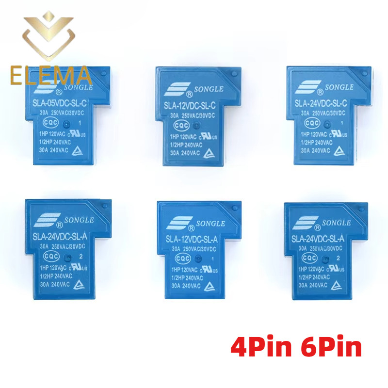T90 Relay SLA-05VDC-SL-A SLA-24VDC-SL-C 5/12/24VDC 4Pin/6Pin Relay 30A ...