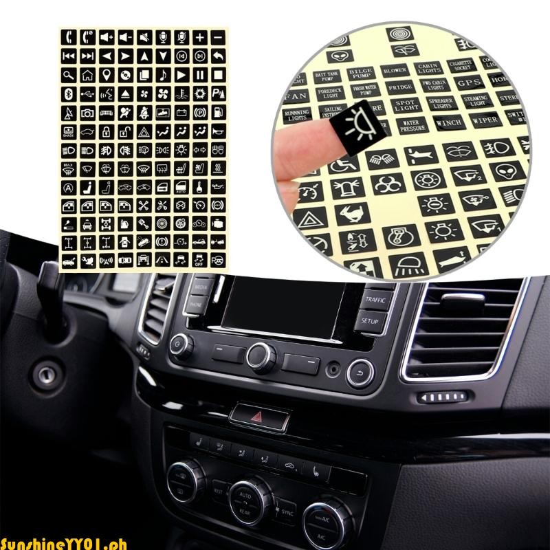 SUN Luminous Car Dashboard Stickers Window LifterButton GlowingSticker ...