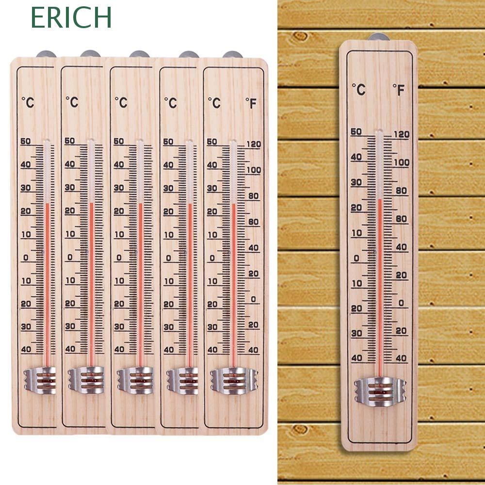 ERICH Wooden Thermometer, Digit Clear Temperature Gauge, Durable Wall ...