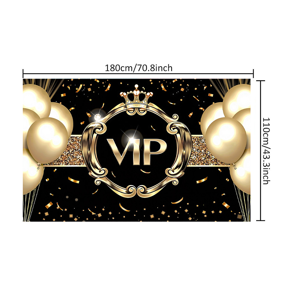 VIP Party Backdrops for Birthday Photoshoot Golden Balloon Black Gold ...