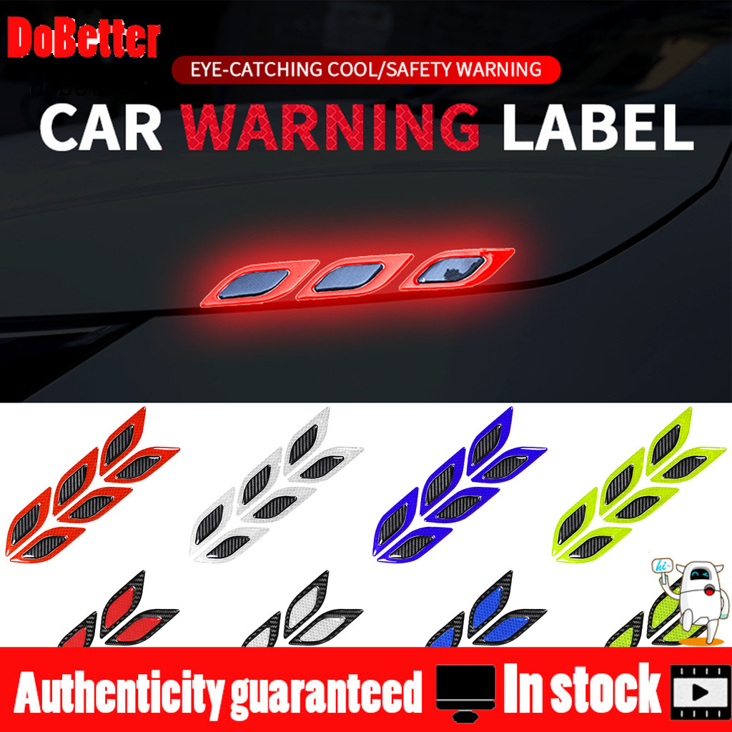 [DB] 6Pcs Car Reflective Tape Anti-Scratch Carbon Fiber 3D Car Safety ...