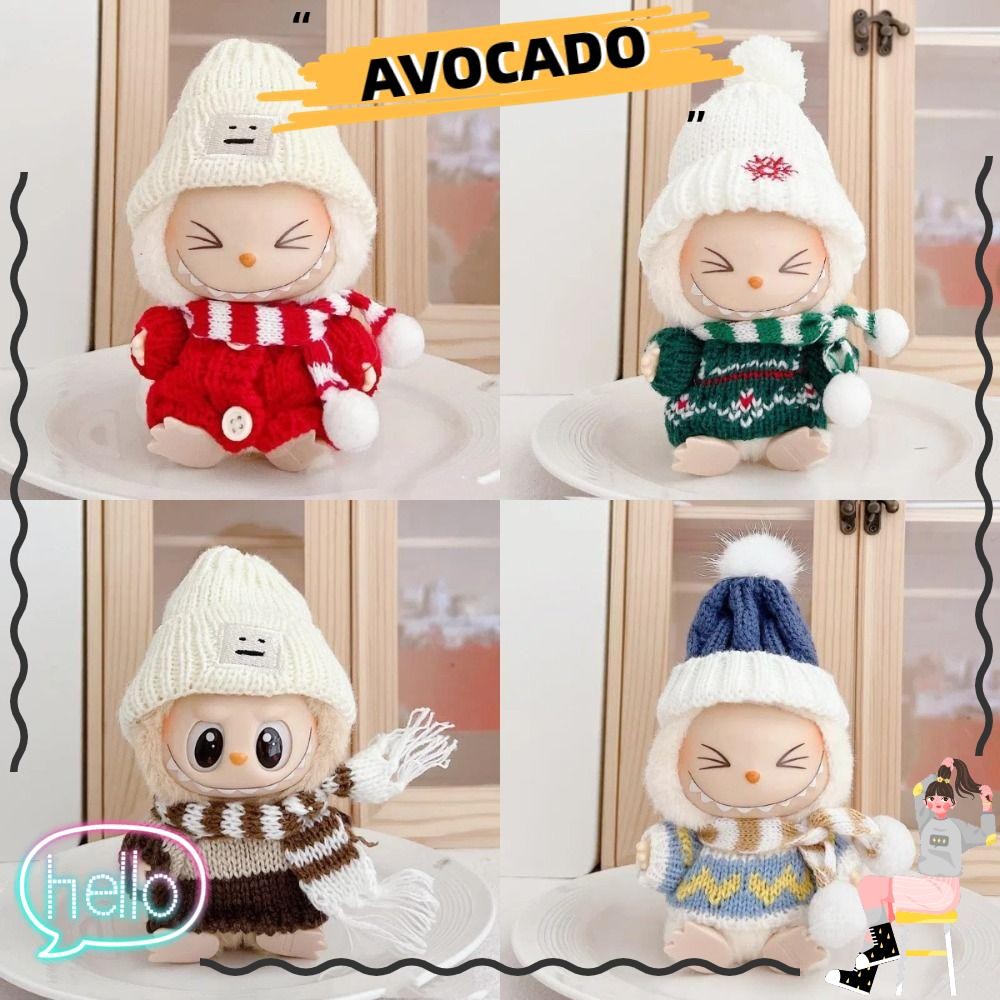 AVOCADA Labubu Doll Clothes, Cartoon Scarf Labubu Sweater, Cute Knitted ...