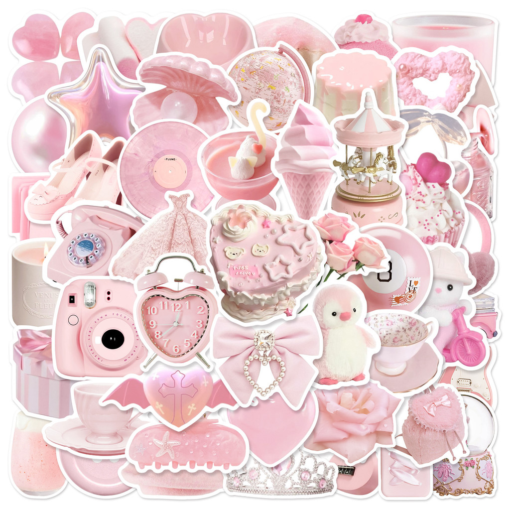 50PCS Simple Cute Pink Sweety Girl Style Graffiti Stickers For Luggage ...