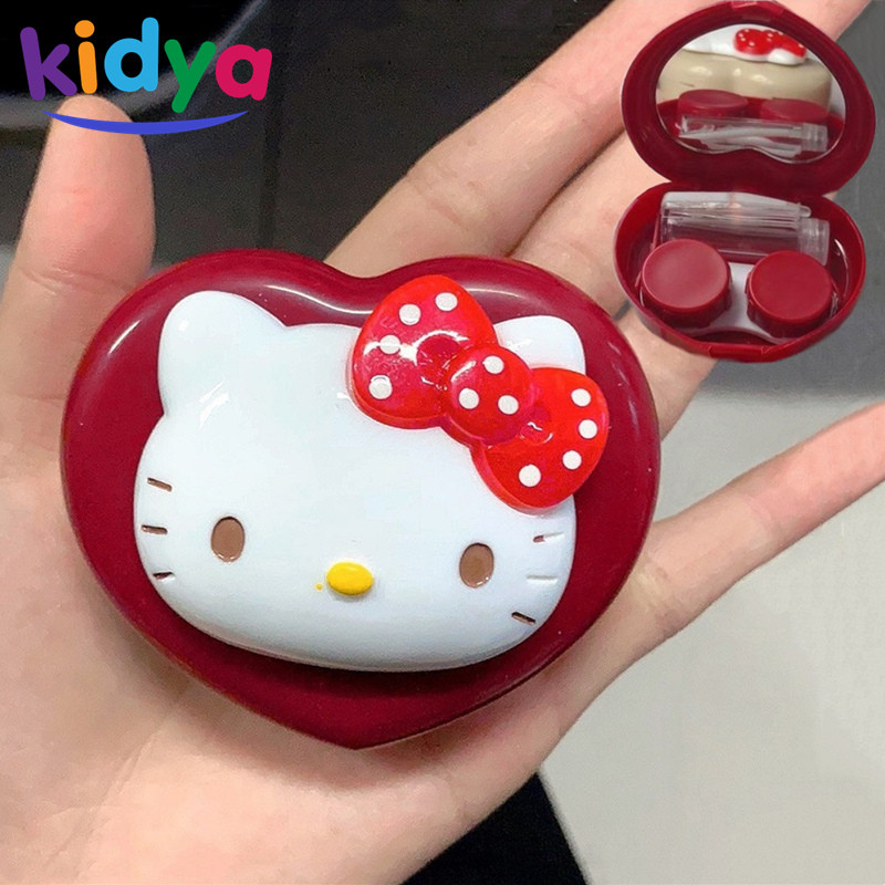 Cute Cartoon Contact Lens Case Portable Heart-shaped Hello Kitty Cat ...