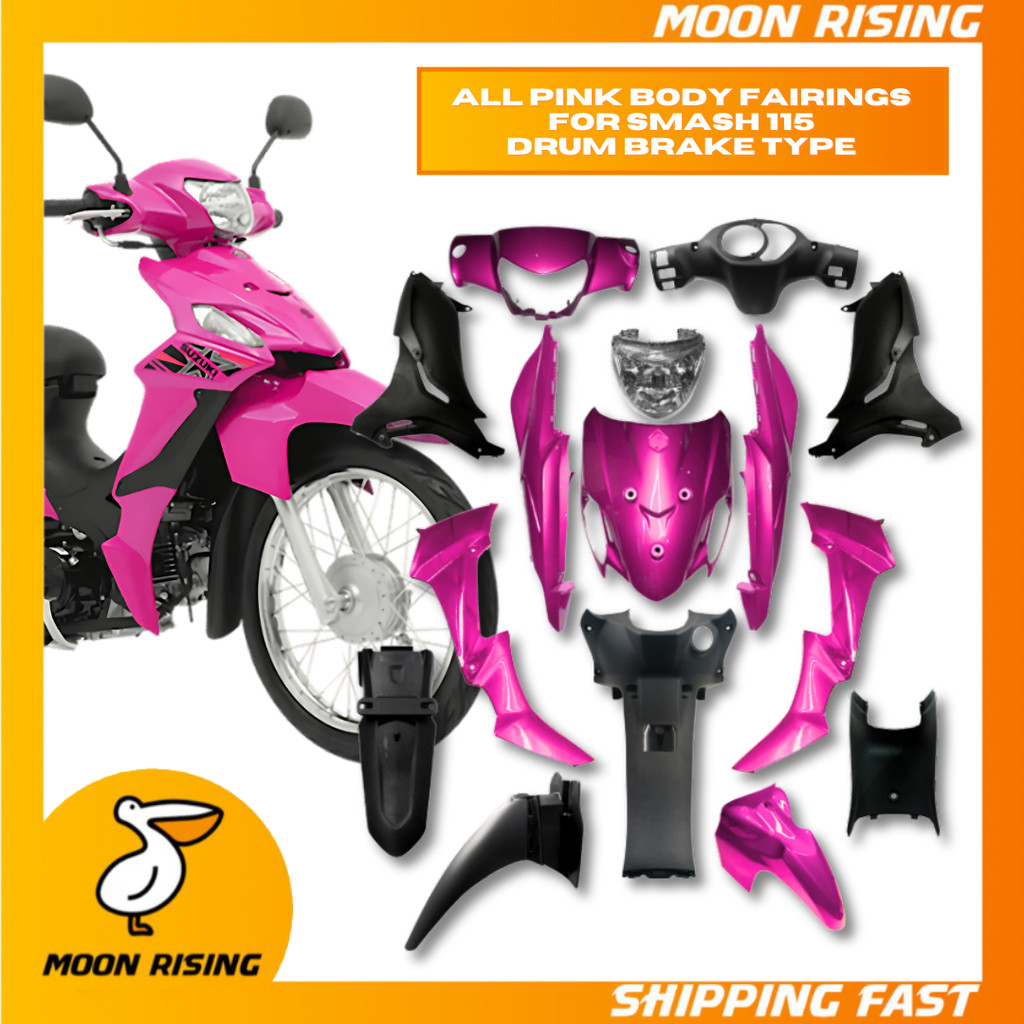 ALL PINK FULL BODY MOTORCYCLE FAIRINGS FOR SUZUKI SMASH 115 DRUM BREAK ...
