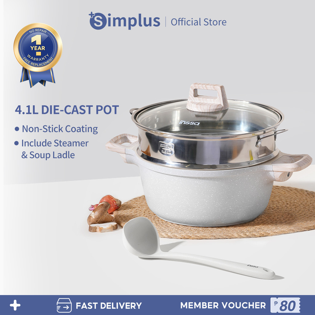 Simplus 24cm Stockpot Non-Stick Soup Pot +Stainless Steel Steamer+ ...